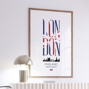 London Word Print, Cityscape Art, UK Flag - Giclée Print, Frame, or ...