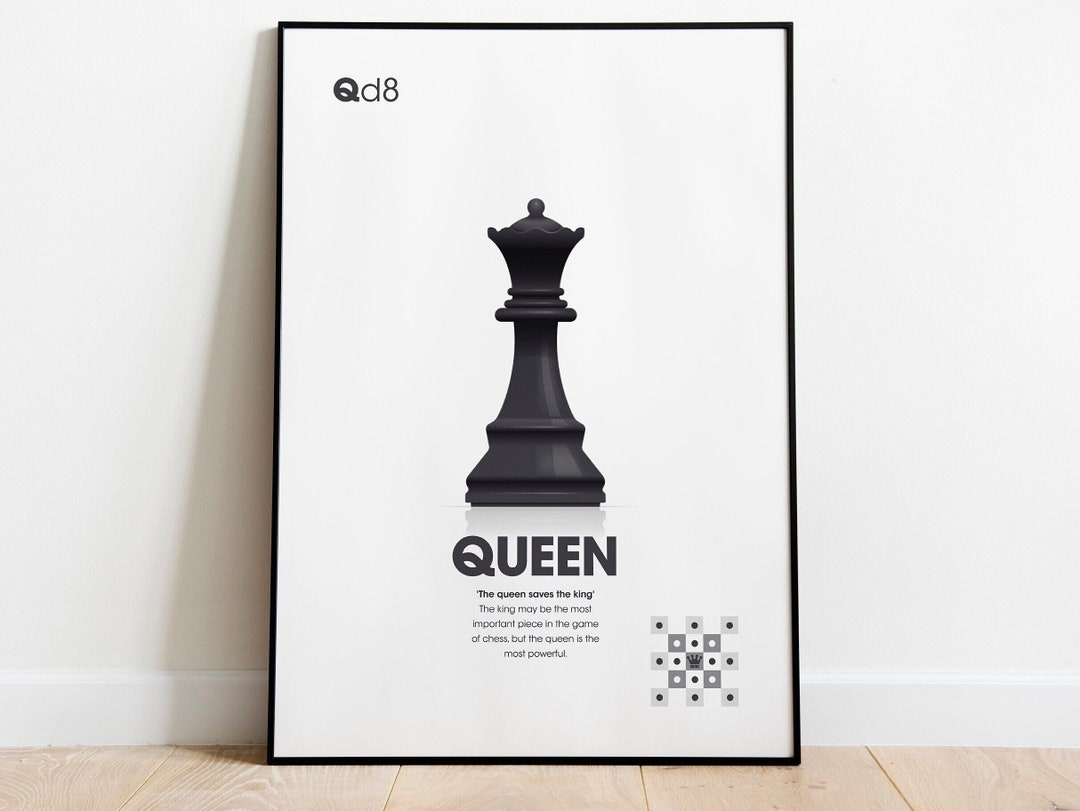 Black Queen Chess Piece Wall Art Shipped Giclée Print paper, Framed ...