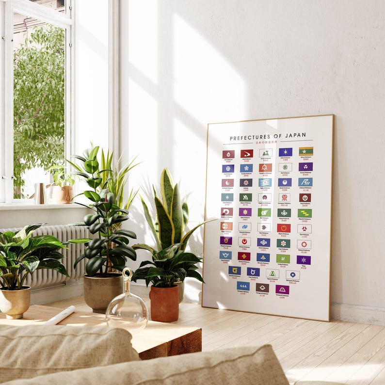 Japanese Prefecture Flags Art, Regions of Japan: Print, Frame, Canvas ...