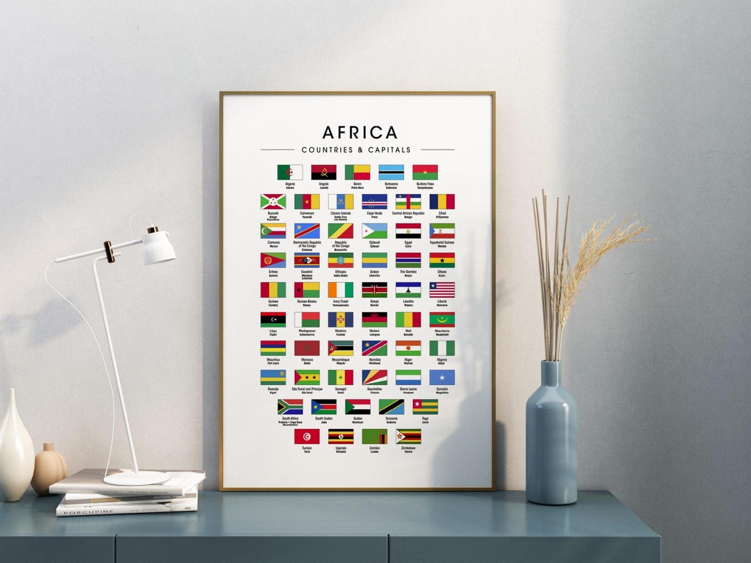 African Countries & Capitals, Flags of Africa: Giclée Print, Frame ...