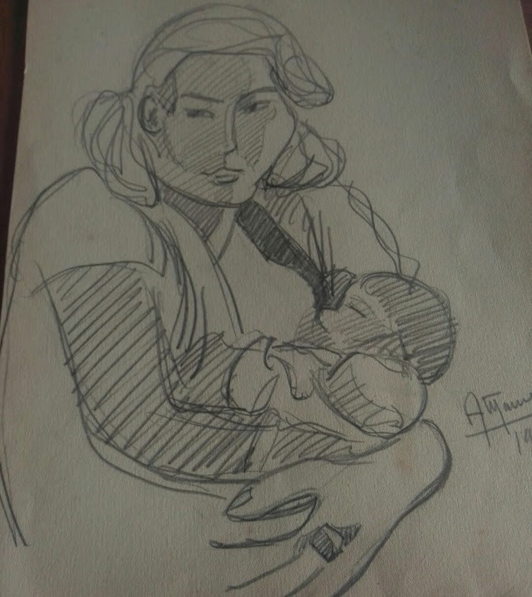 Mother's Day Pencil Drawing, Mother and Newborn - Etsy