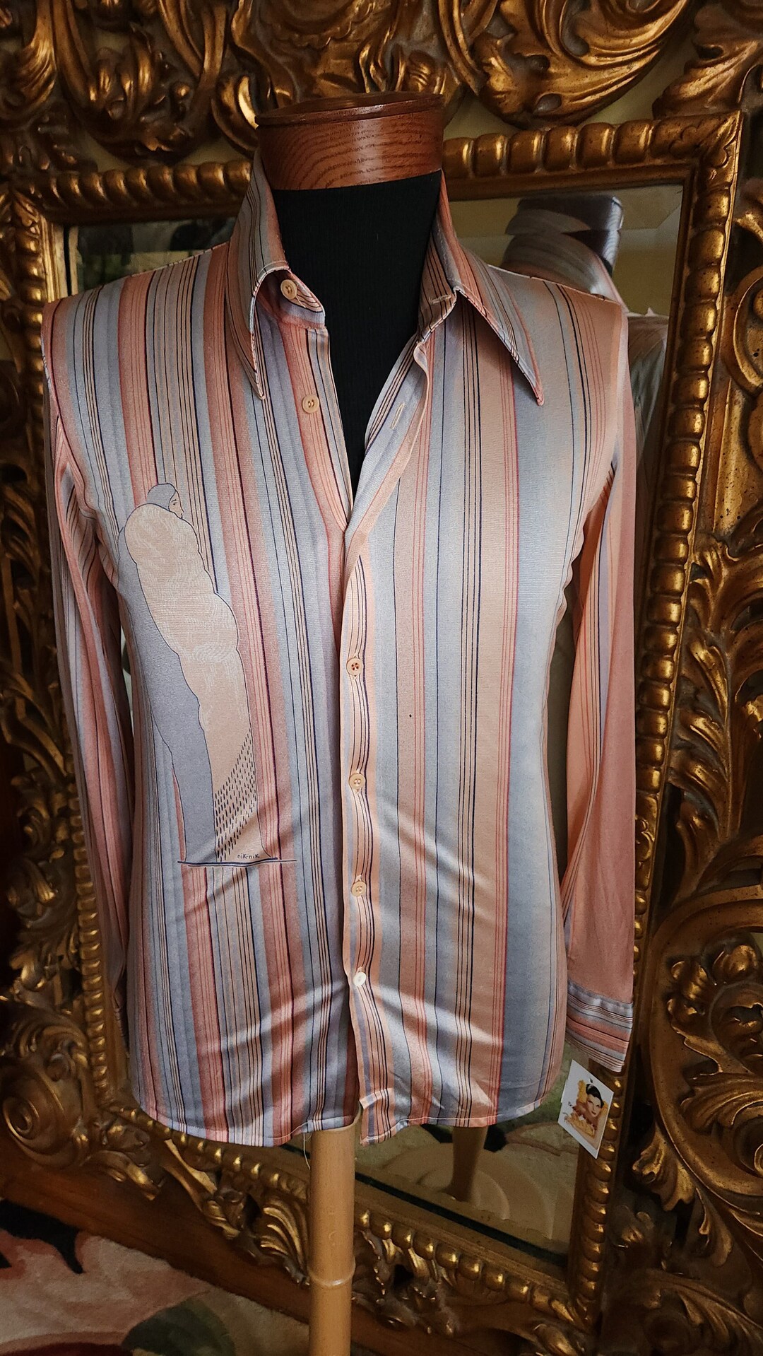 Vintage 70'a Nik-nik Art Deco Disco Shirt Made in Italy - Etsy