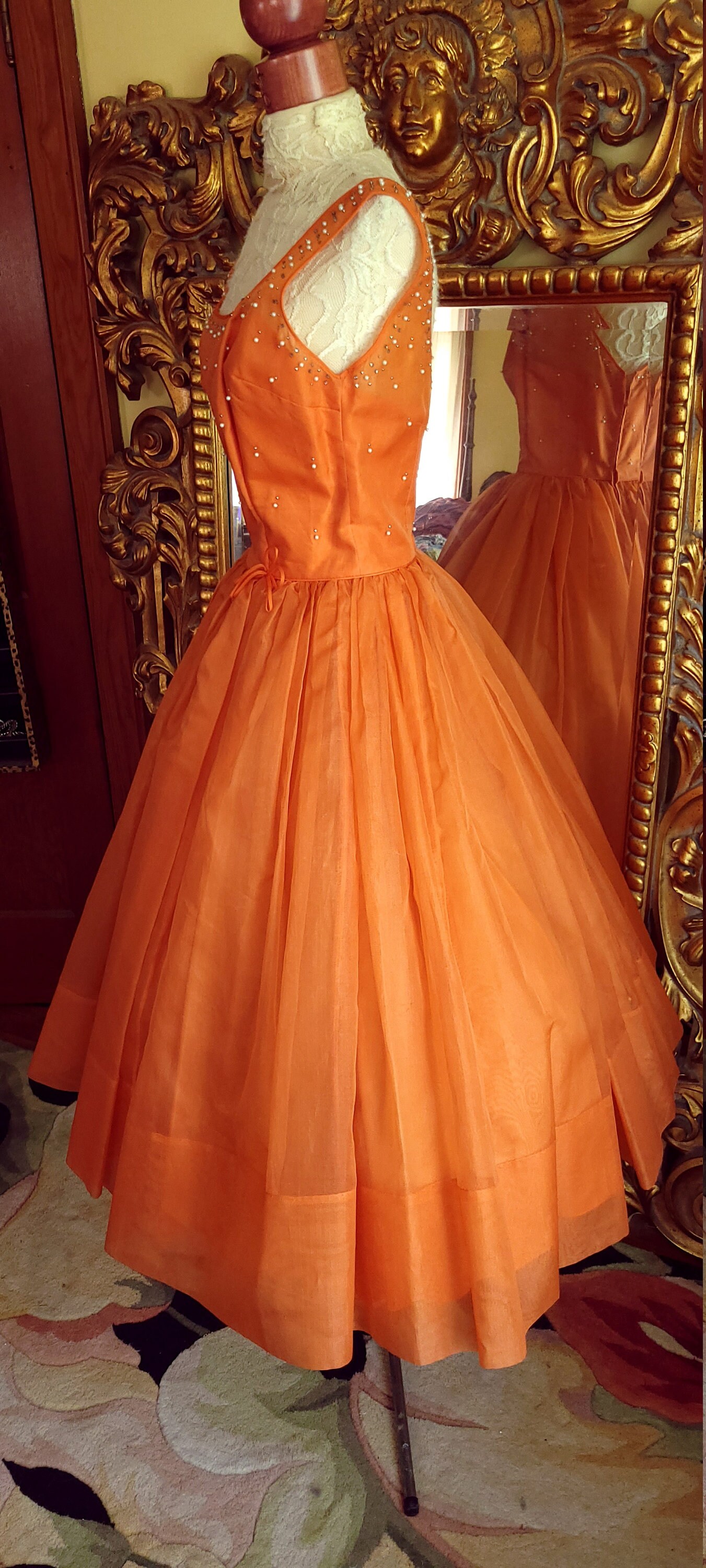 Vintage 50's Jr Flair Orange Organza Fit and Flare Party | Etsy