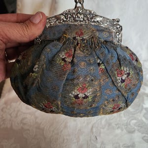 Antique Blue French Silk Brocade Purse With Silver Frame - Etsy
