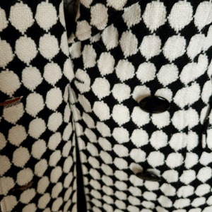 Vintage Yedina Black & White Fashion Double Breasted Belted Woven Coat ...