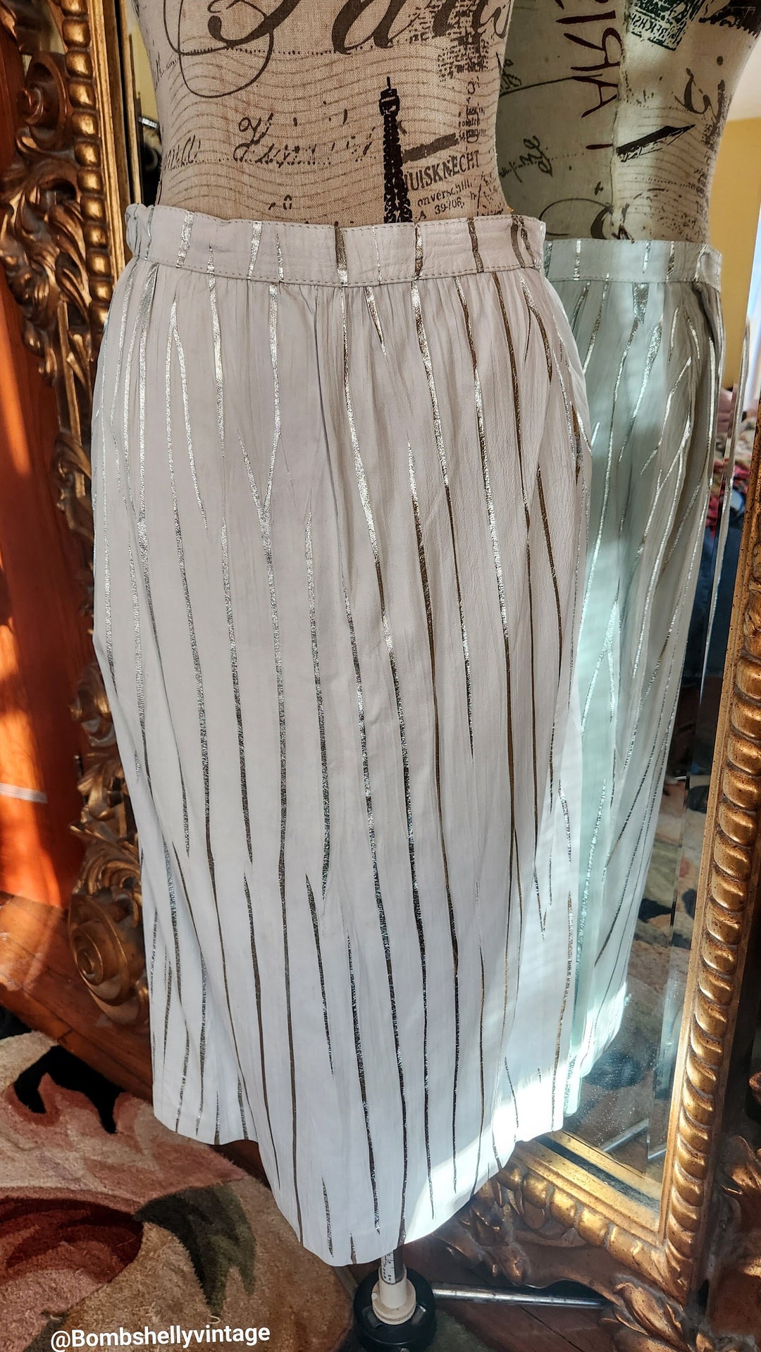 Vintage 80's Robina Italian White Leather Skirt With Silver Metalic ...