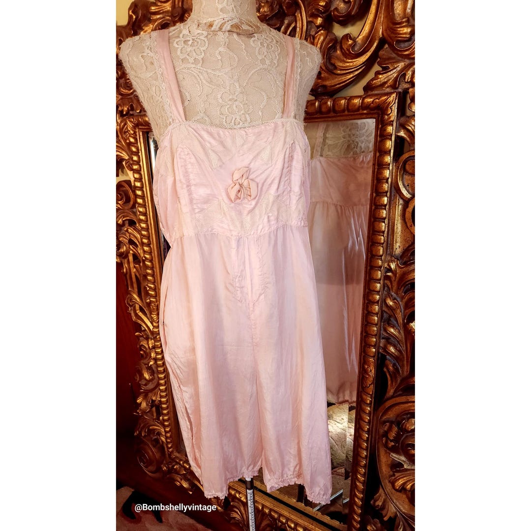 Vintage 1920's Fre'on Light Pink Silk Step in Romper Lingerie - Etsy