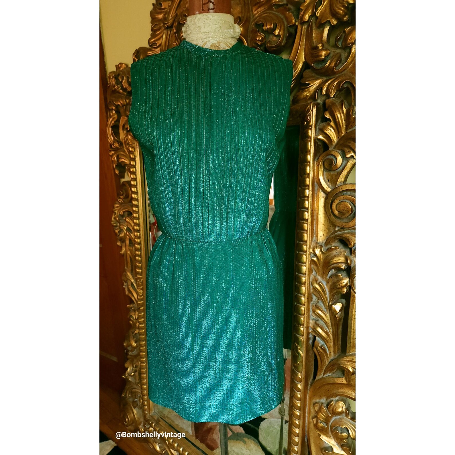 Vintage 60's Green Lurex Mini Dress - Etsy