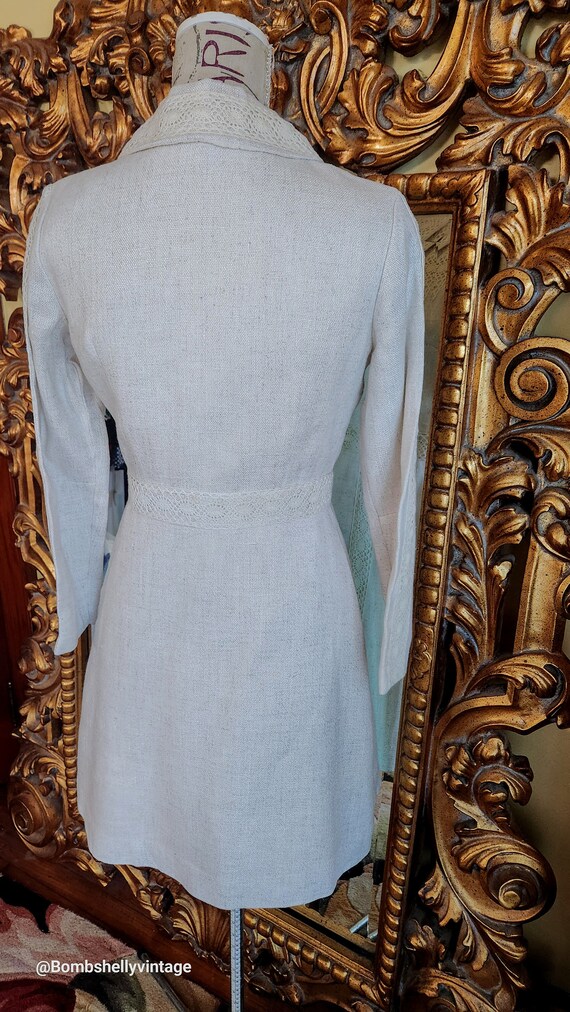 Vintage 60's Beige Linen Dress and Matching Coat with… - Gem
