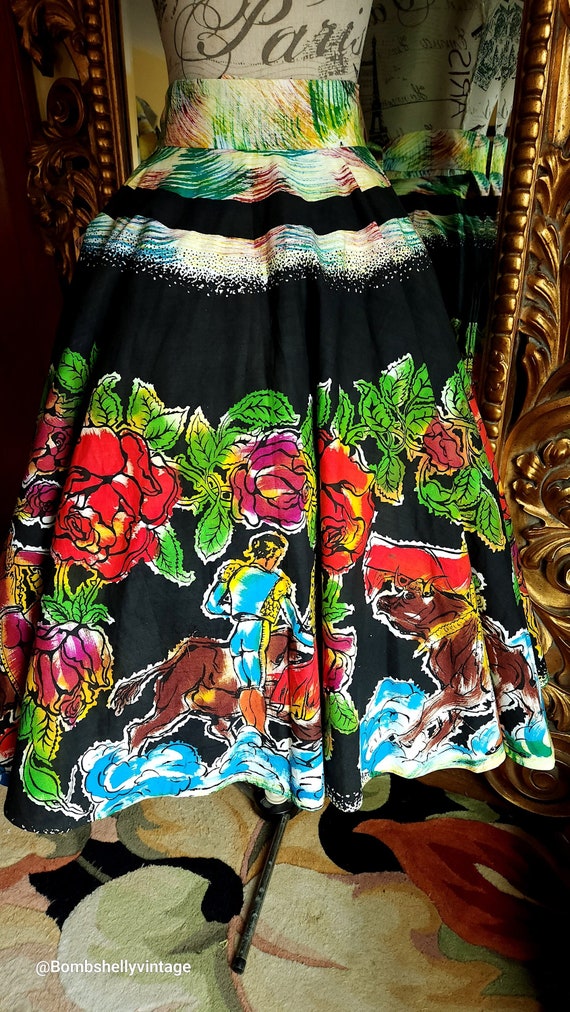 Vintage Mexican Red Roses Embroidered Dress cotton sm… - Gem