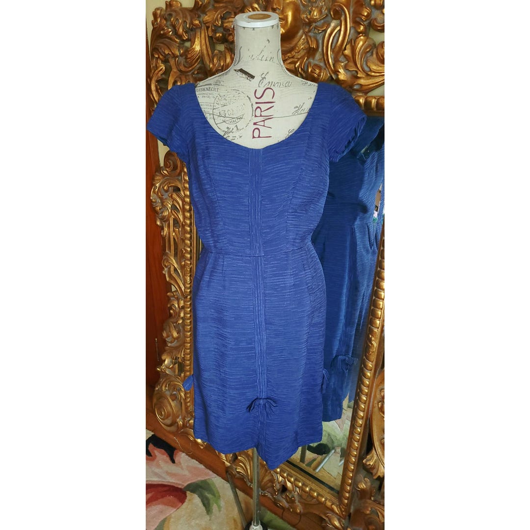 Vintage 50's Sophie for Saks Fifth Avenue Navy Blue Textured Silk ...