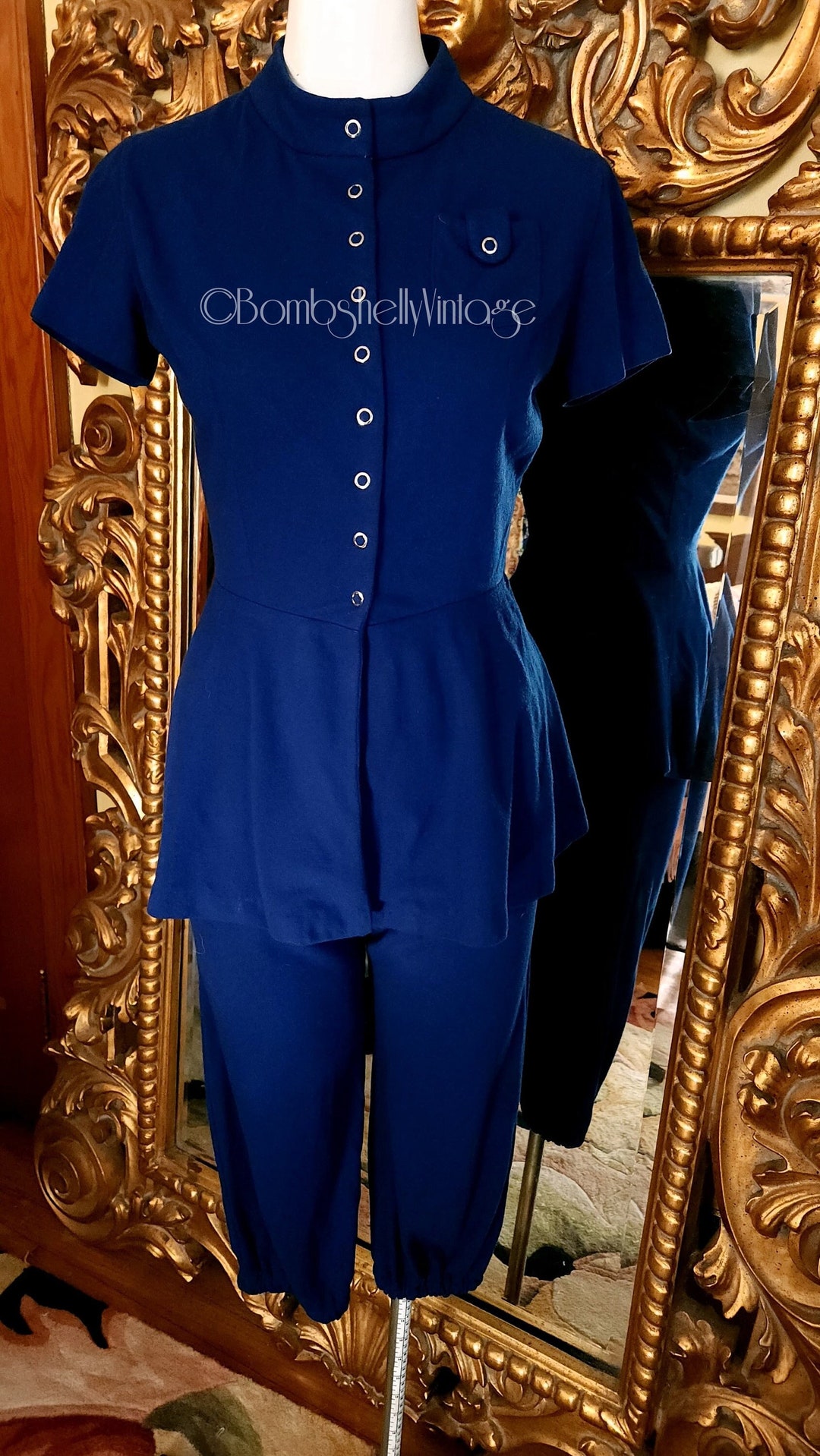 Vintage 70's Bobbie Brooks Navy Blue Peplum Knicker Set - Etsy