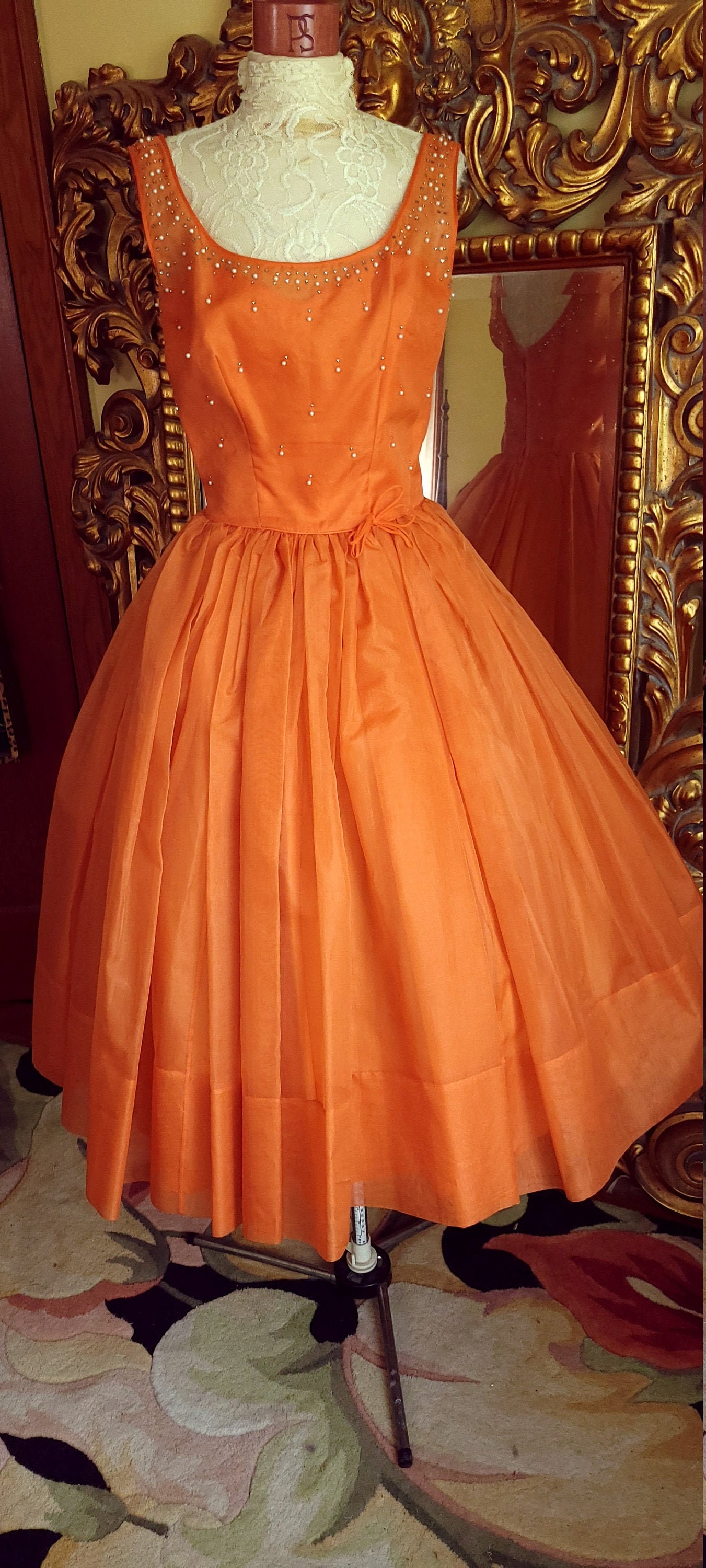 Vintage 50's Jr Flair Orange Organza Fit and Flare Party | Etsy