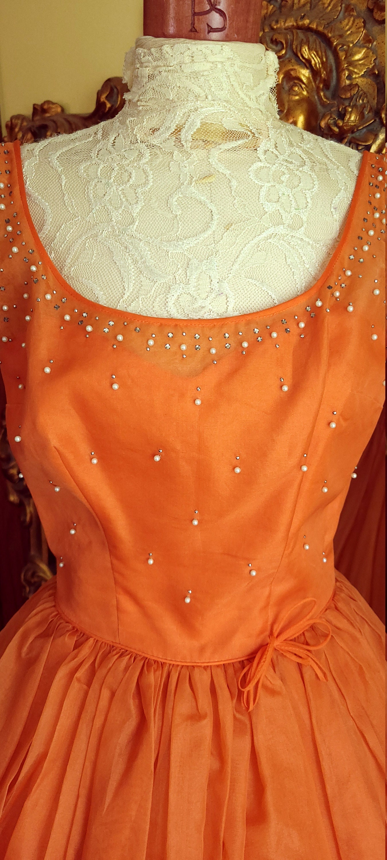 Vintage 50's Jr Flair Orange Organza Fit and Flare Party | Etsy