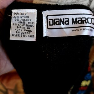 Vintage 80's Diana Marco Black Angora Silk Sweater With Sequin and Beaded Colorful Design - Etsy