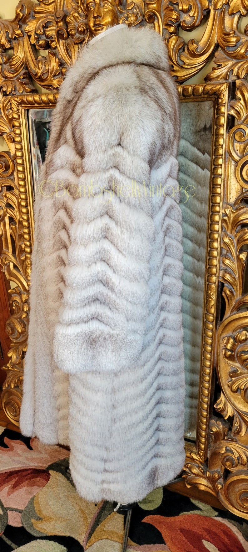 Vintage 80's Saga Fox Blue Shadow Fox Chevron Pelt Full - Etsy