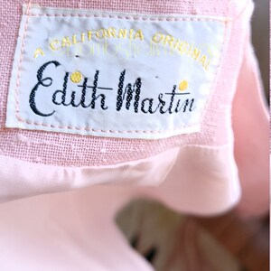 Vintage 50's Edith Martin Pink Linen Two Piece Dress and Bolero Jacket ...