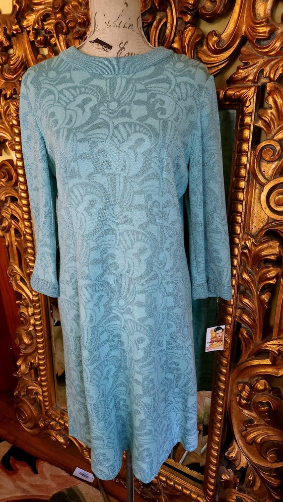 1960s blue metallic dress - Gem