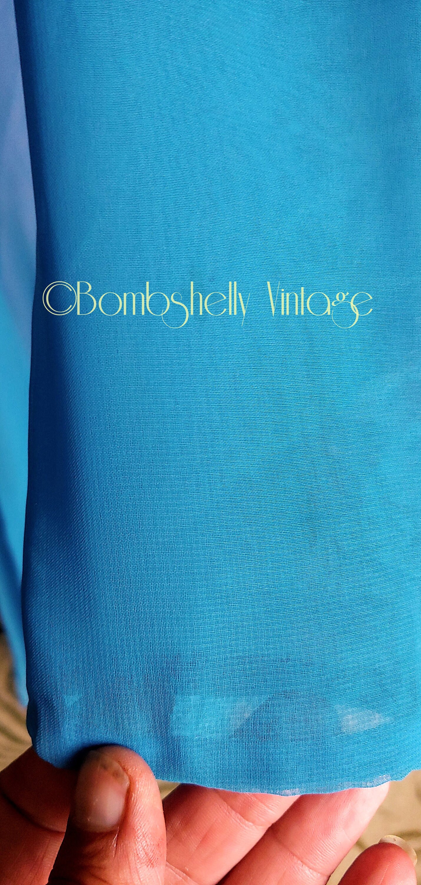 Vintage 60's Jack Bryan Peacock Blue Beaded Sequin Chiffon | Etsy