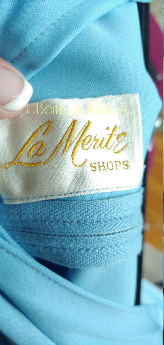 Vintage 70's La Merite Shops Baby Blue Acordian Pleat… - Gem