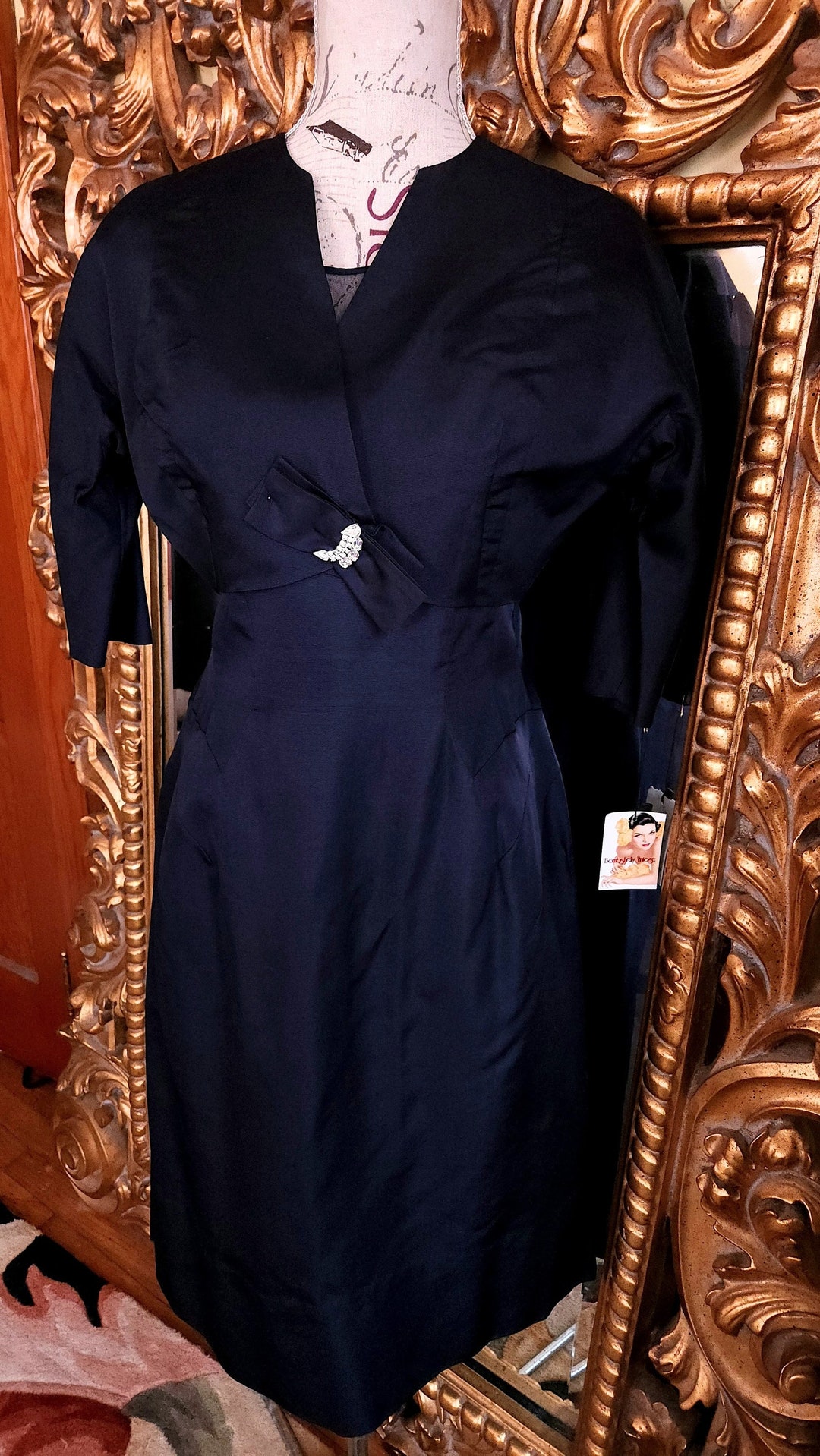 Vintage 50's Robert-martin Navy Blue Rayon Cocktail Dress and Jacket ...