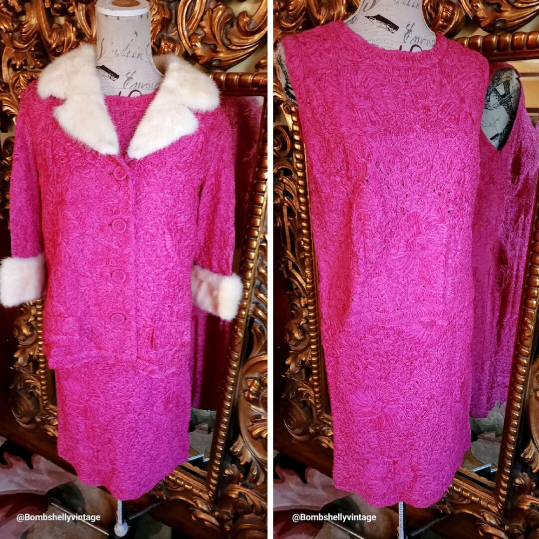 Vintage 50's Renee Fuchsia Ribbonette Soutache Three Piece Skirt Suit ...