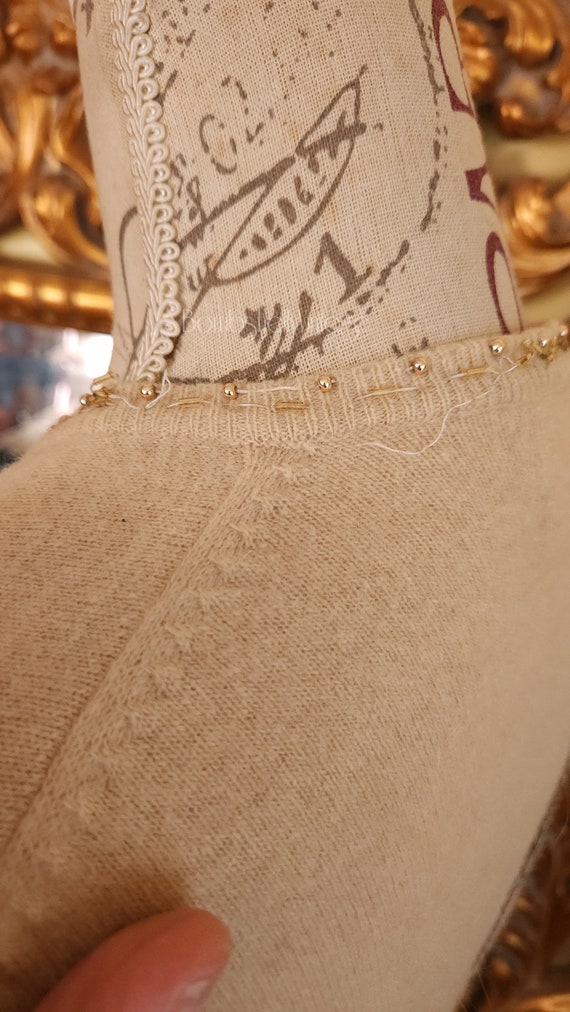 Vintage 50's Jo Ro Lambswool and Angora Beaded Beige … - Gem