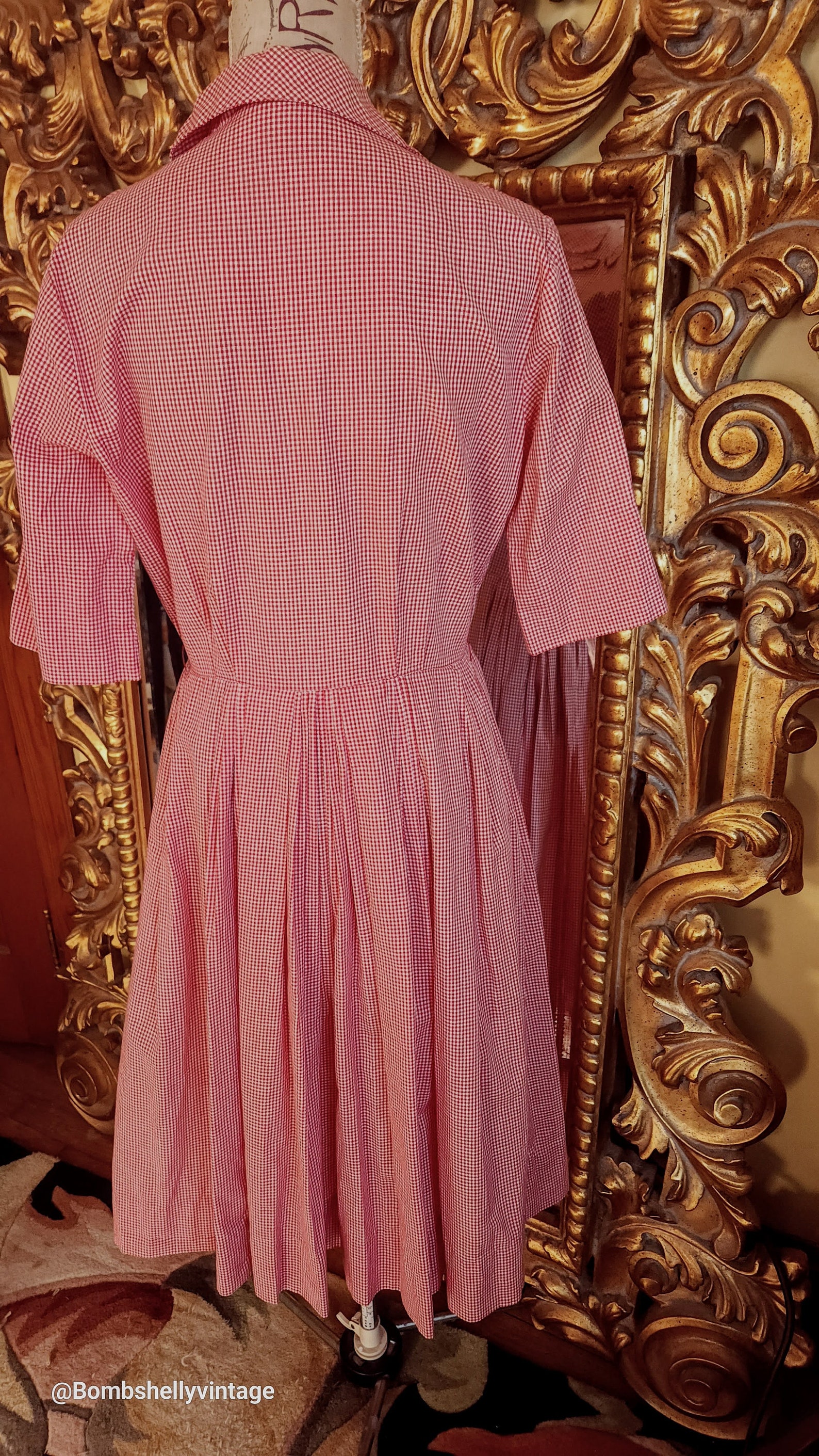 Vintage 50's Marcy Lee Dallas Red Gingham Check Cotton Day Dress - Etsy