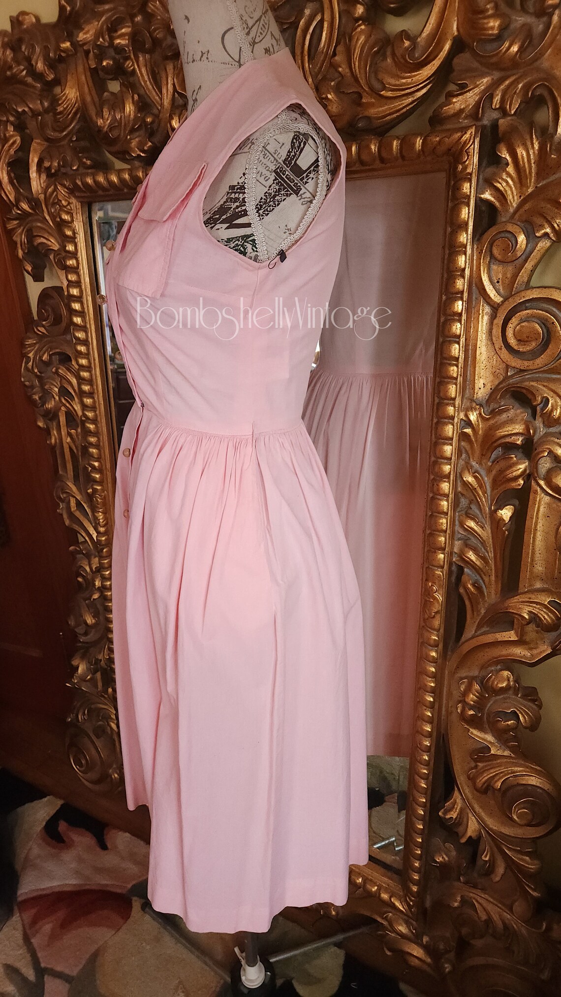 Vintage 50's Johara Junior Pink Cotton Sleeveless Button - Etsy