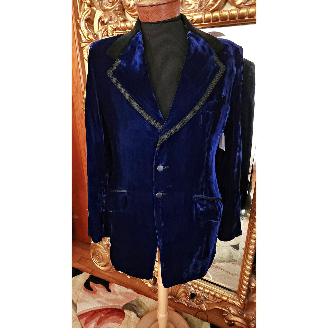 Men's 60's Palm Beach Formal Fashions Navy Blue Mod Velvet Tuxedo ...