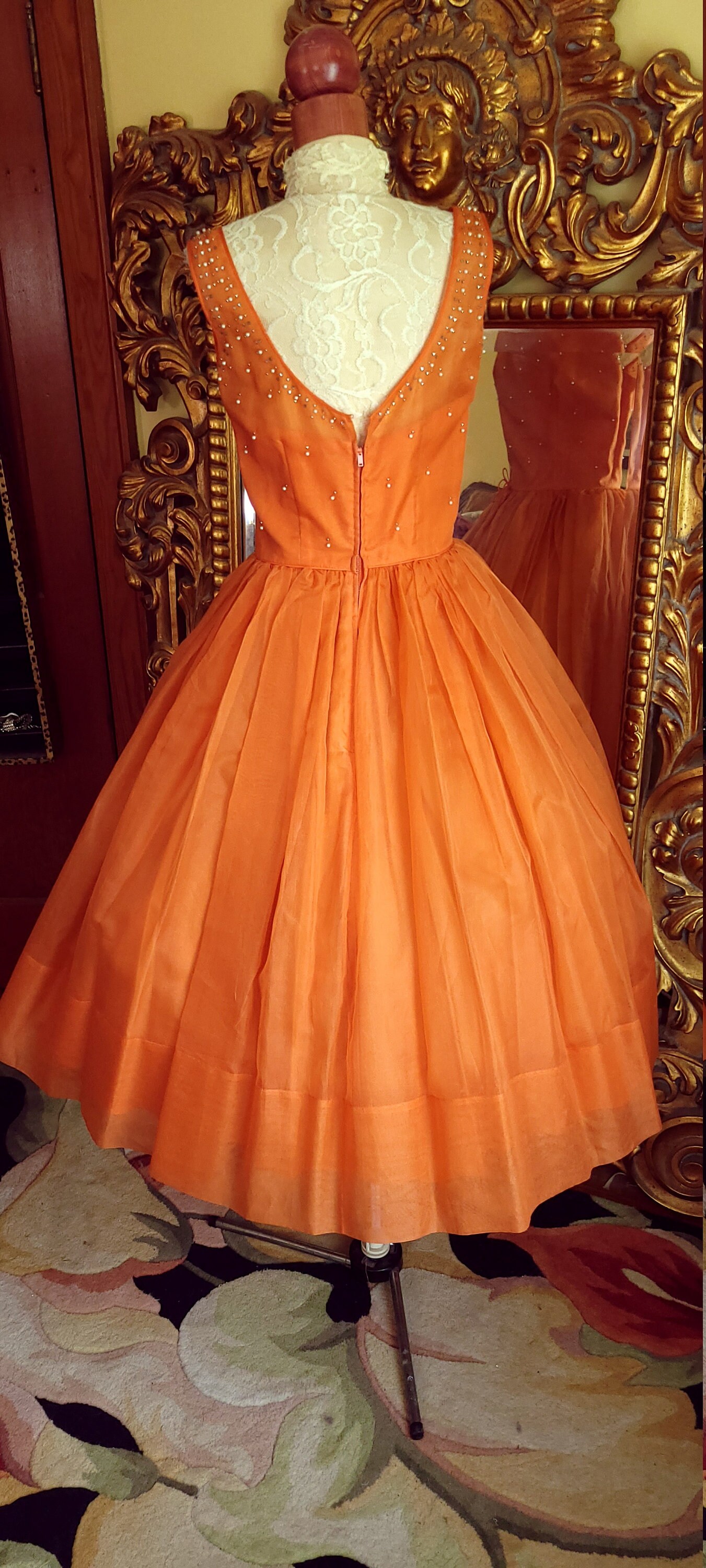 Vintage 50's Jr Flair Orange Organza Fit and Flare Party | Etsy