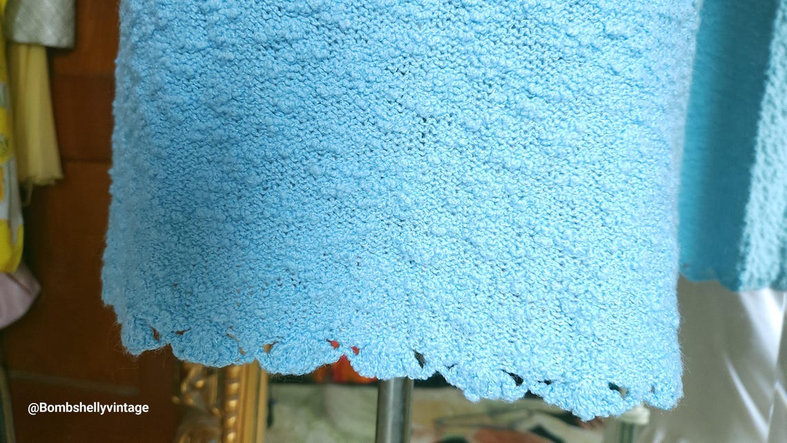 Vintage 60's St. John Knits Baby Blue Boucle Dress With Crocheted ...