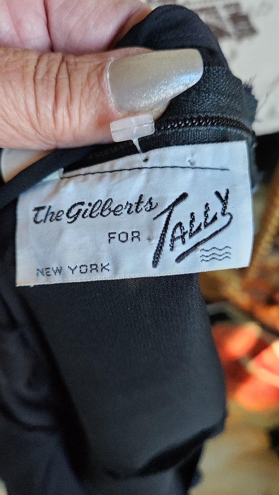 Vintage 70's The Gilberts for Tally Black Ruffled Chi… - Gem