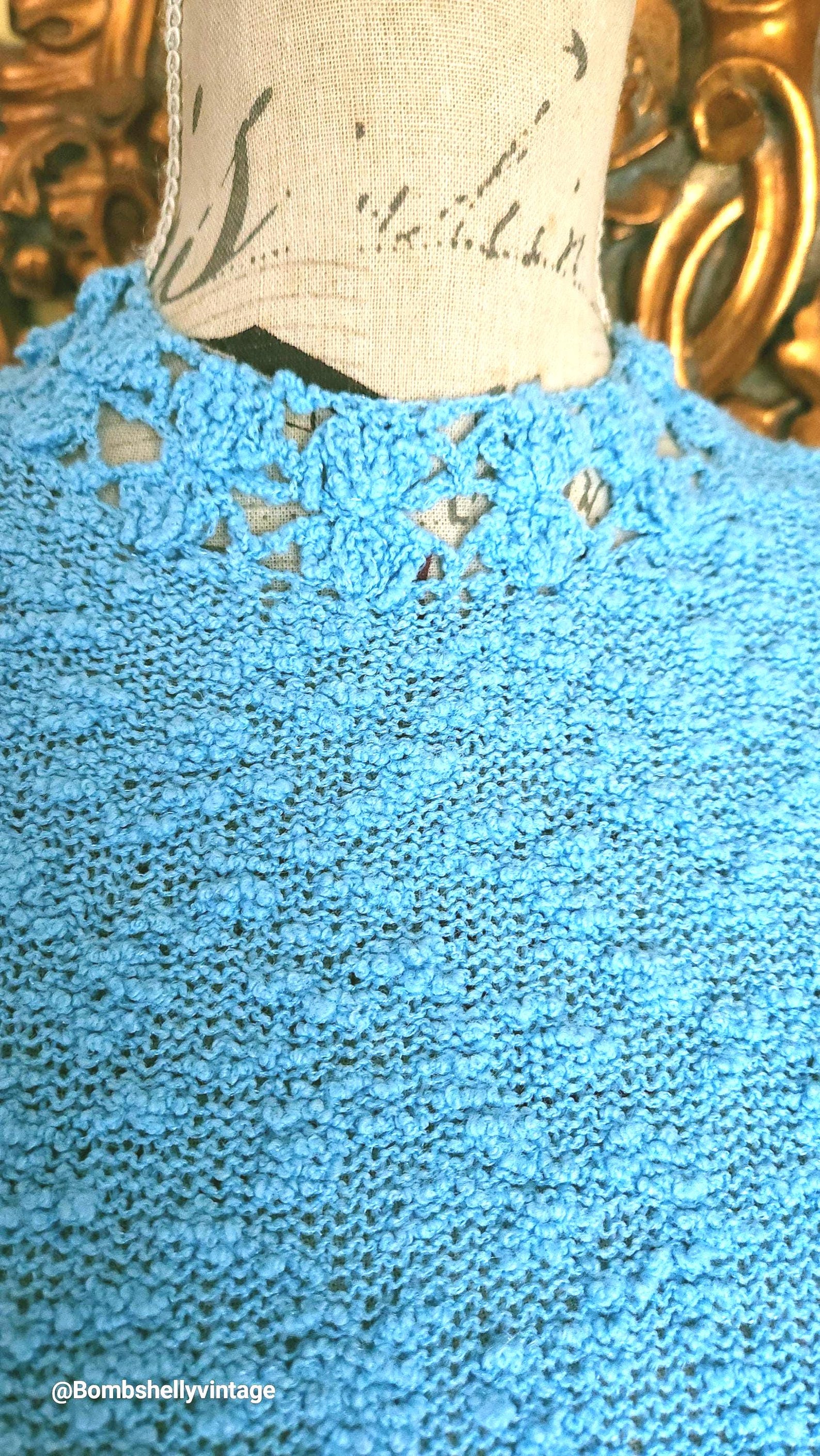 Vintage 60's St. John Knits Baby Blue Boucle Dress With Crocheted ...
