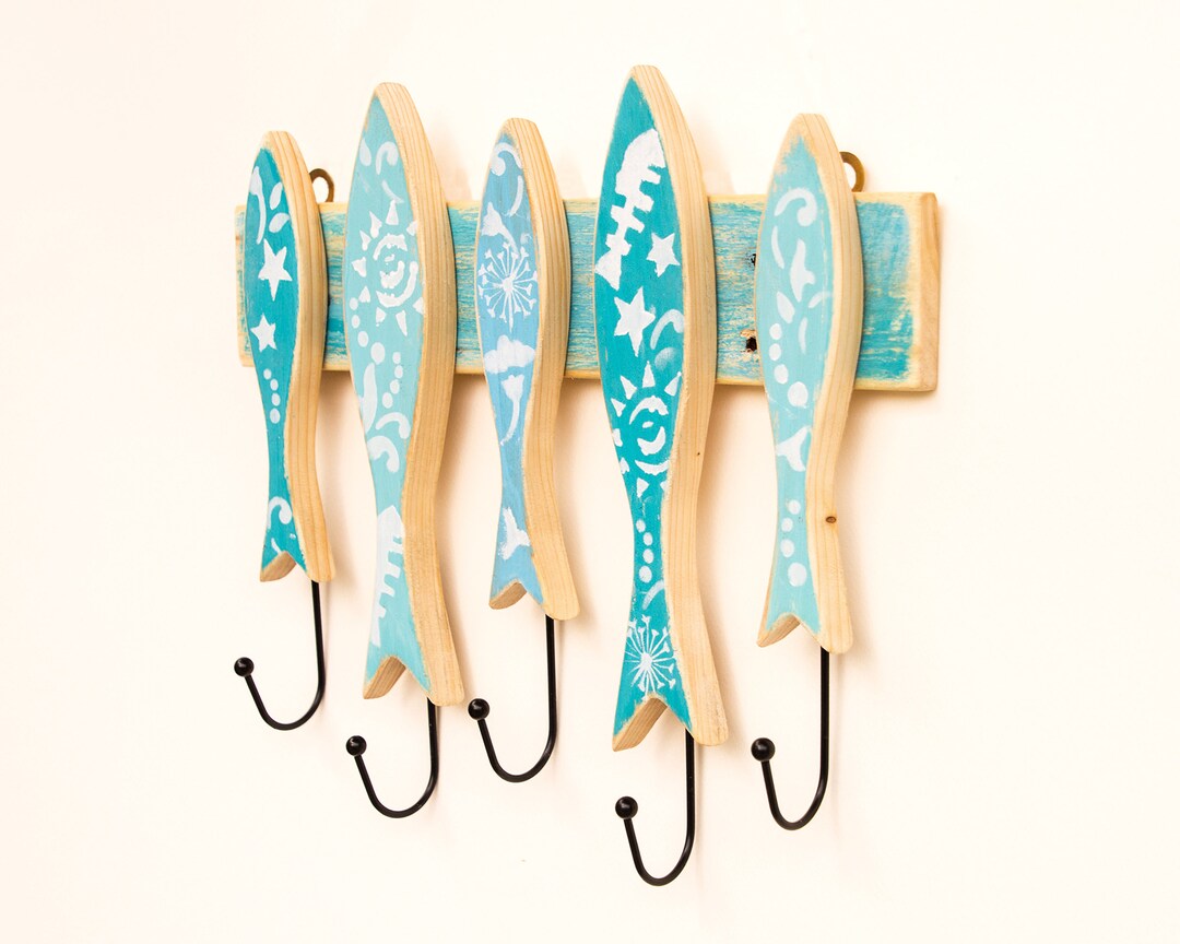 Coat Hanger fish, Wooden Coat Hanger, Dish Towel Hook, Cabin Hanger ...