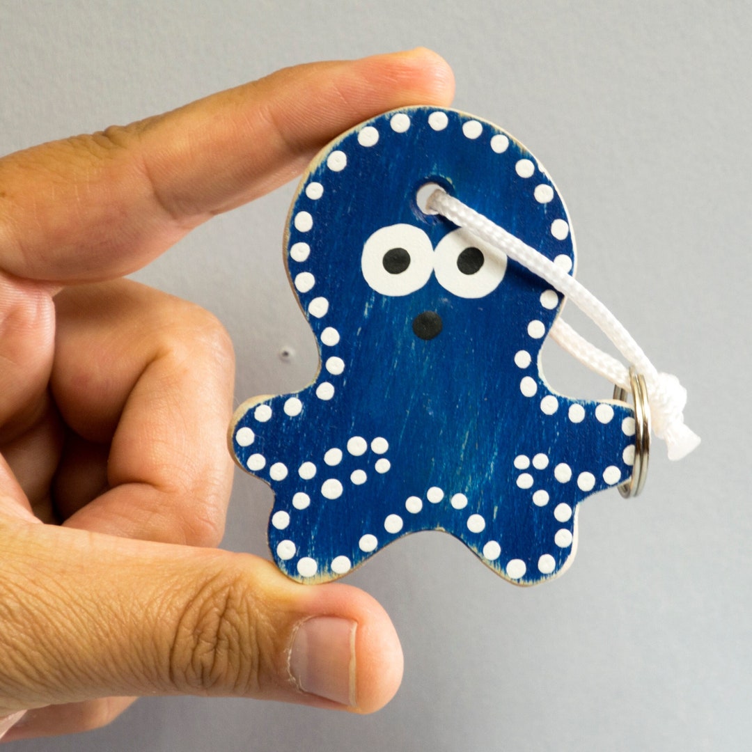 Octopus Key Ring, Wedding Favor, Wooden Octopus, Octopus, Wooden ...