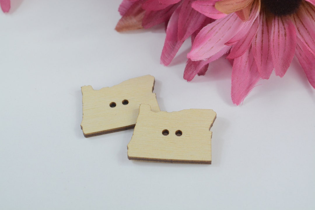 1.5 Wood Buttons, Oregon Buttons, Oregon Shaped Buttons, State Buttons ...