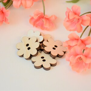 7/8" Wood Buttons, Flower Shaped Buttons, Flower Buttons, Wood Flower ...