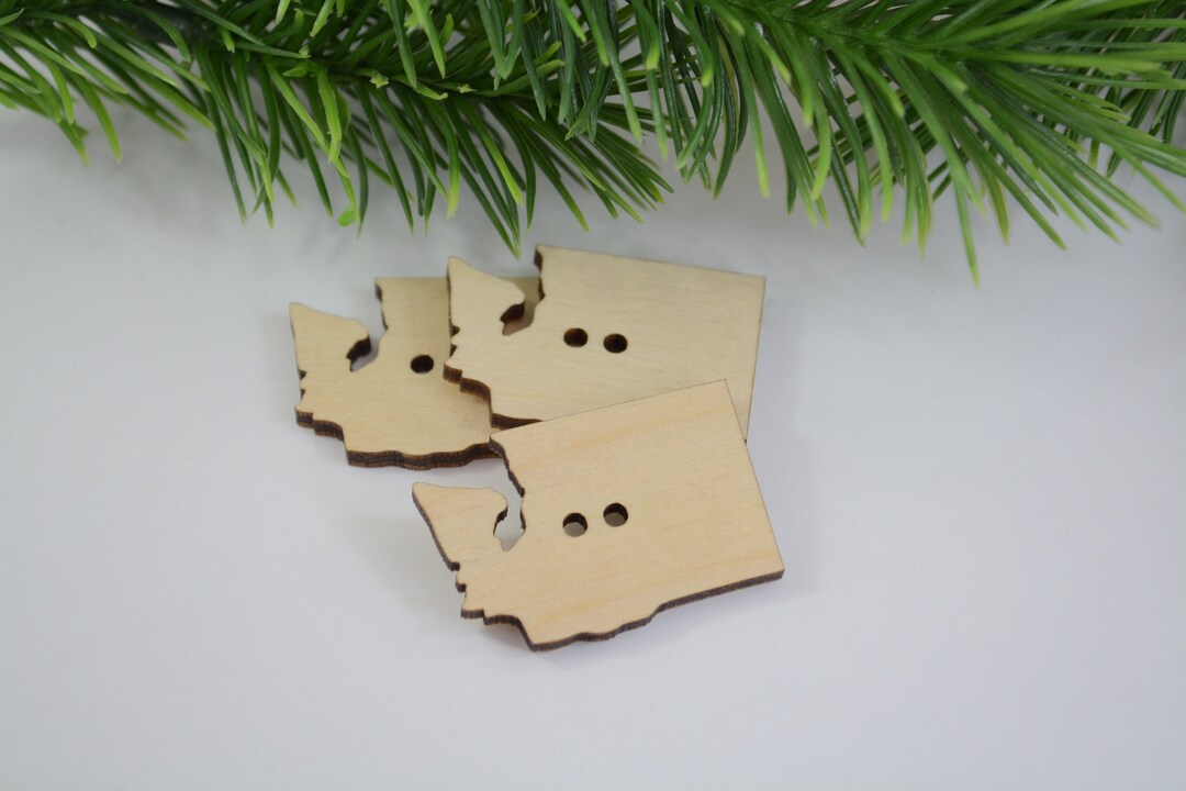 1.5 Washington State Buttons, Wood Buttons, Washington Shaped Buttons ...