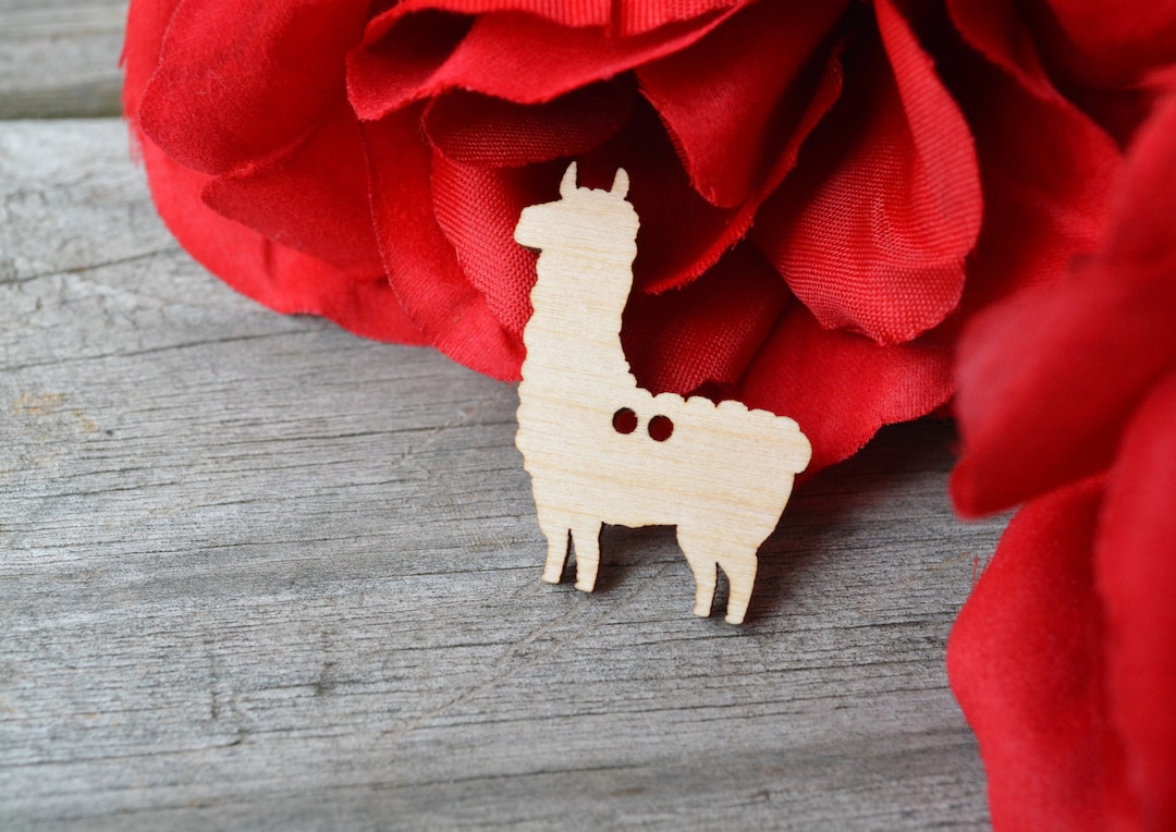 Wood Llama Cutouts, Llama Buttons, Llama Shaped Buttons, Alpaca Cutouts ...