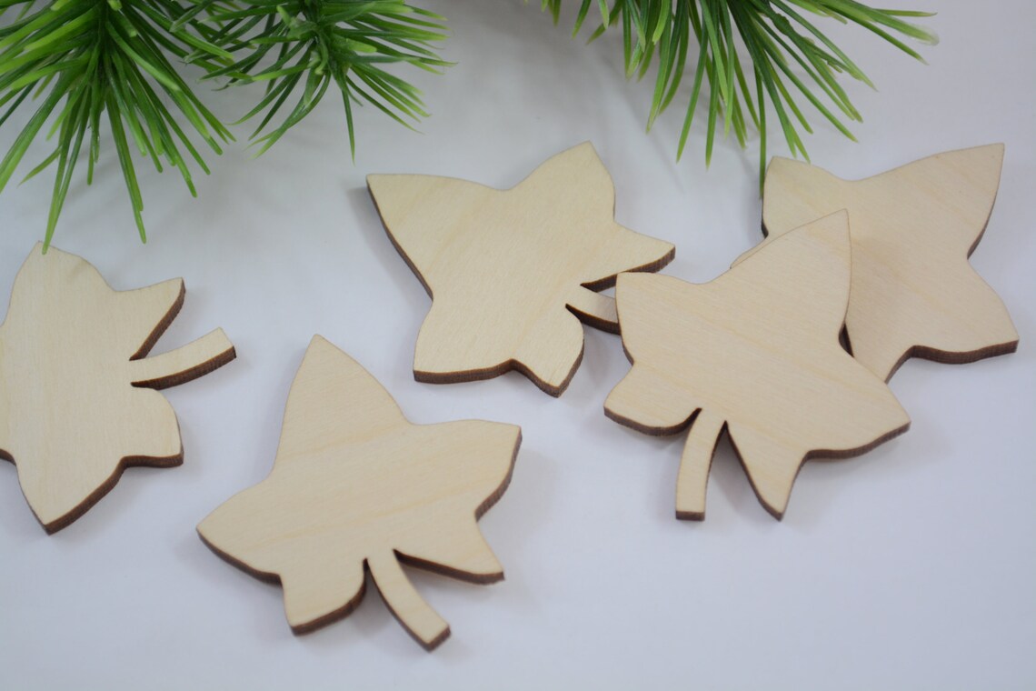 2.5" Wood Ivy Cutouts, Wedding Guest Book, Bulk Ivy, Ivy Tags, Wooden ...