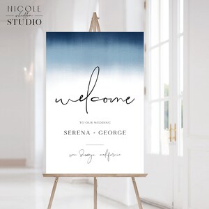 Indigo Blue Welcome Sign Instant Download Printable Blue - Etsy