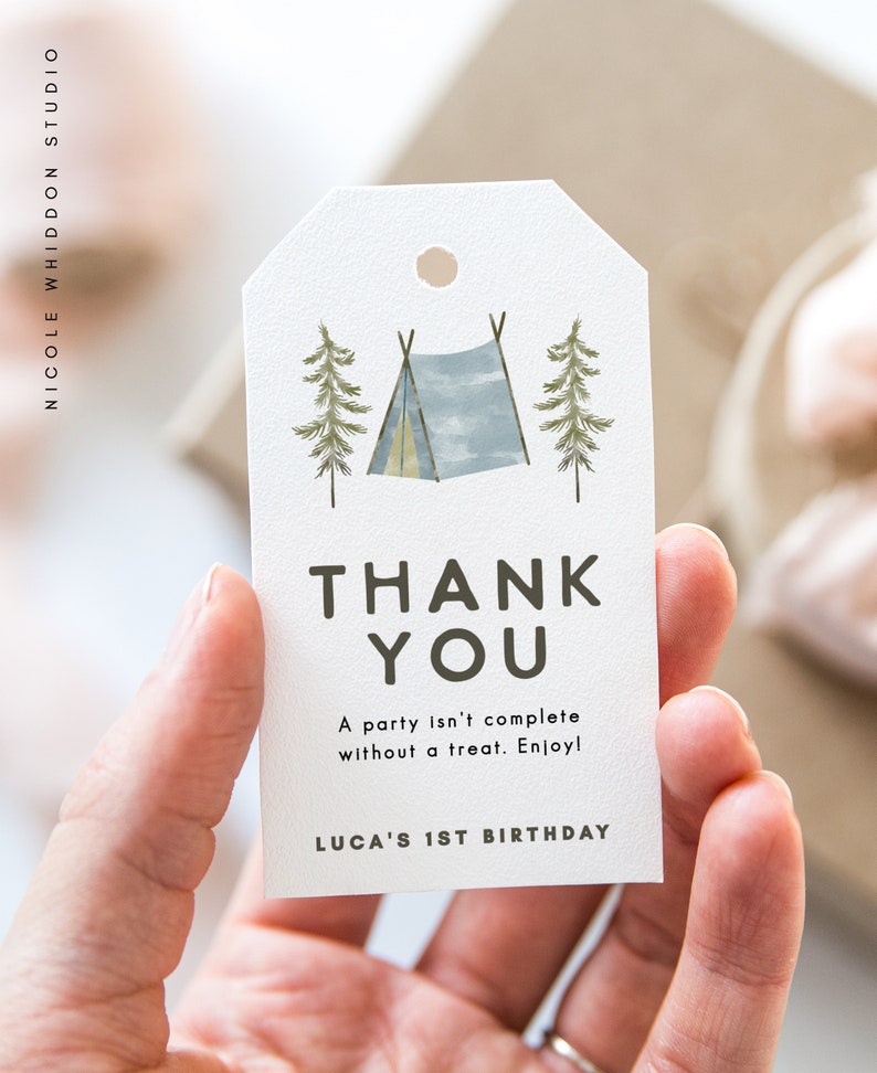 Camper Birthday Gift Tag Camping Theme Favor Tag Birthday - Etsy