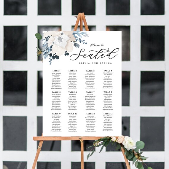 Printable Seating Chart Self-editing INSTANT DOWNLOAD Dusty - Etsy