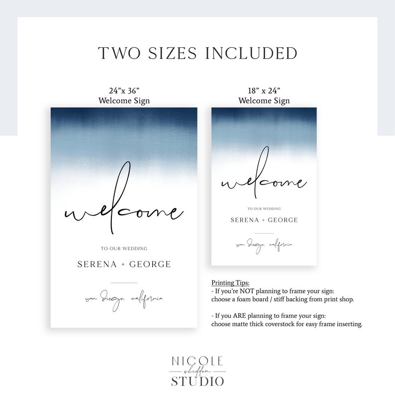 Indigo Blue Welcome Sign Instant Download Printable Blue | Etsy