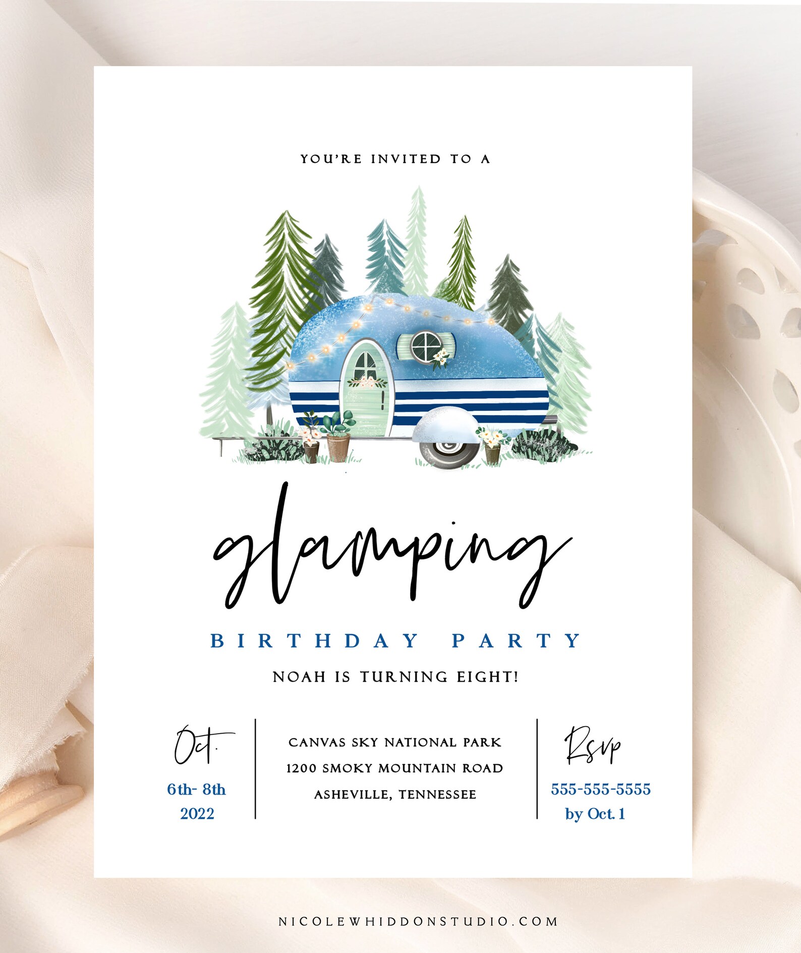 Glamping Birthday Party Invitation Instant Download Weekend - Etsy