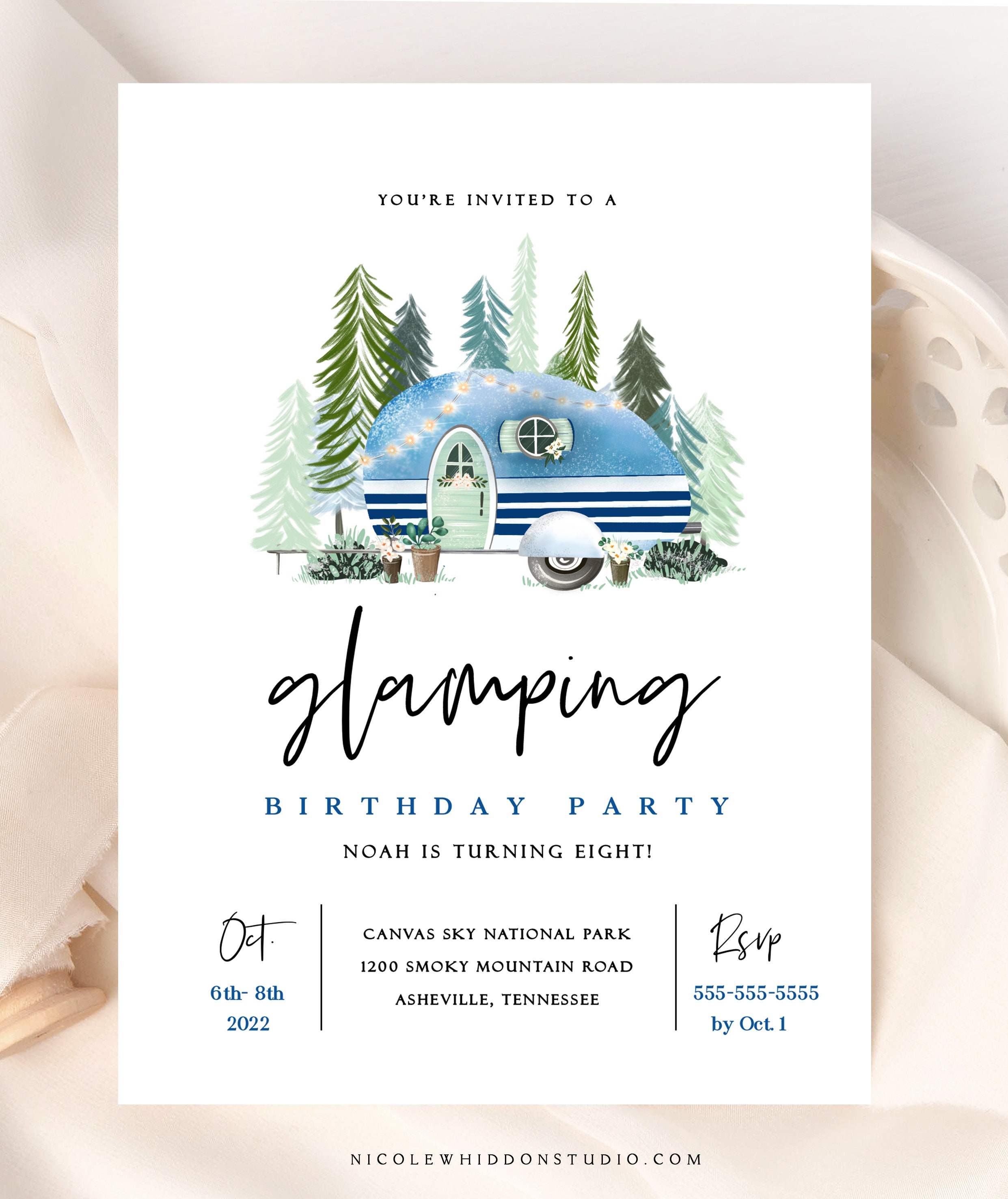 Glamping Birthday Party Invitation Instant Download Weekend - Etsy