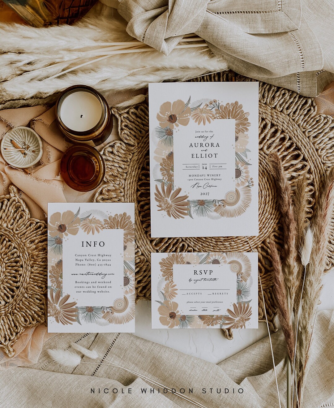 Modern Boho Wedding Invitation Suite Bohemian Wedding Invite - Etsy