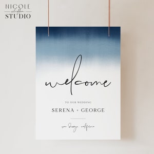 Indigo Blue Welcome Sign Instant Download Printable Blue - Etsy
