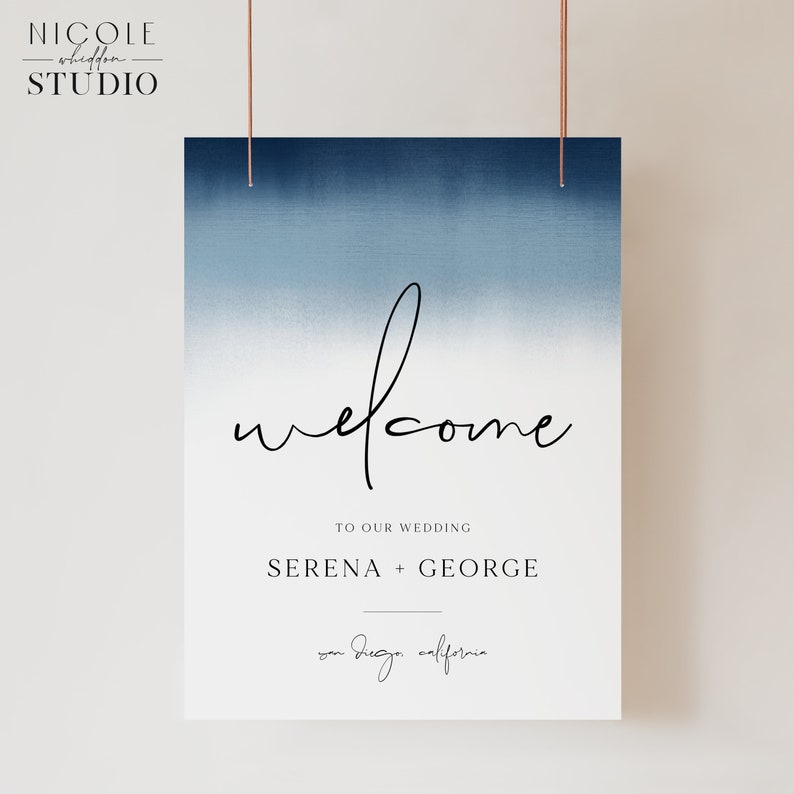 Indigo Blue Welcome Sign Instant Download Printable Blue - Etsy